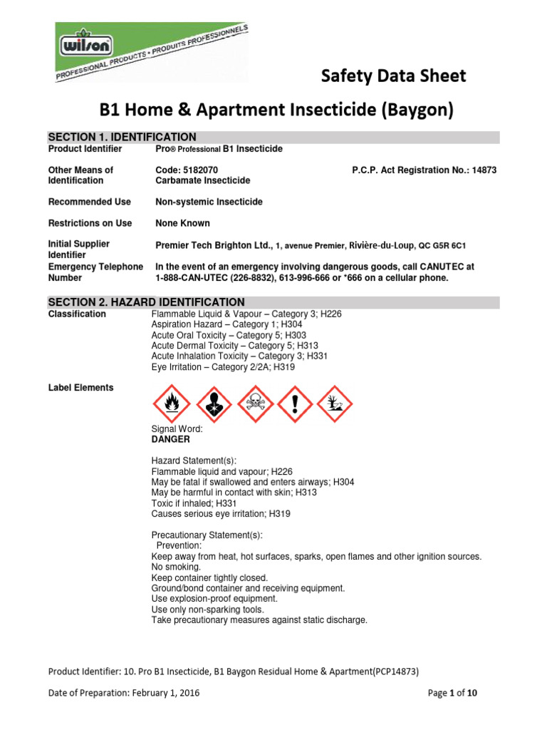B1 Home & Apartment Insecticide (Baygon) | PDF | Dangerous Goods ...