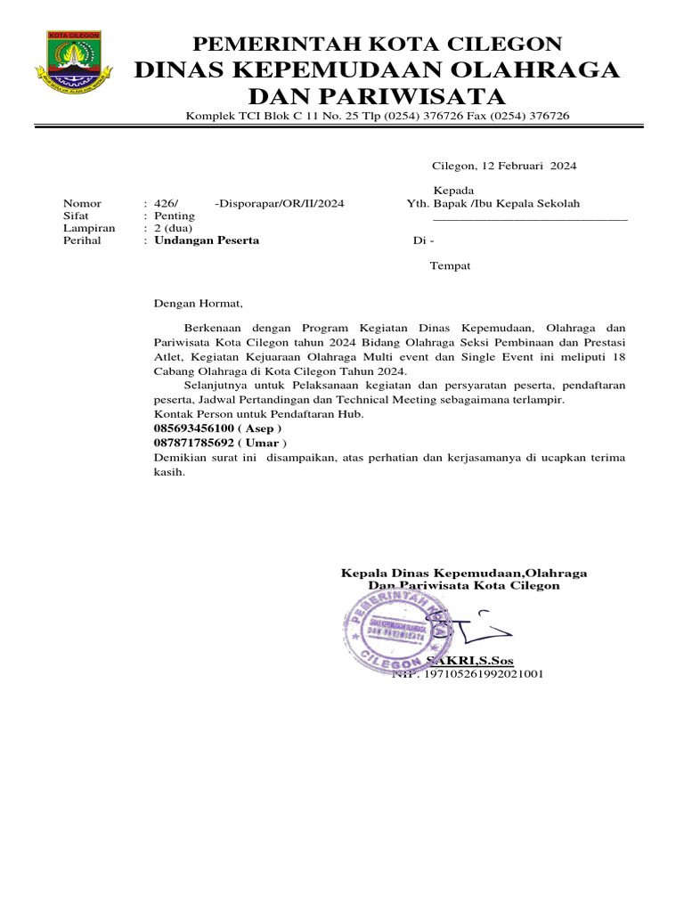 Surat Undangan MULTI EVENT 2024 | PDF