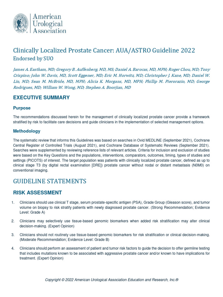 Localized Prostate Cancer Guideline | PDF | Prostate Specific Antigen ...