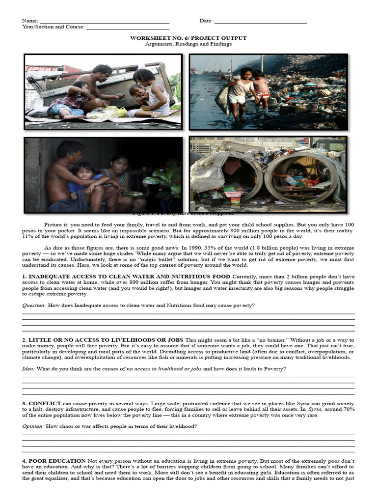 Worksheet No. 6: Project Output | PDF | Poverty | Poverty & Homelessness