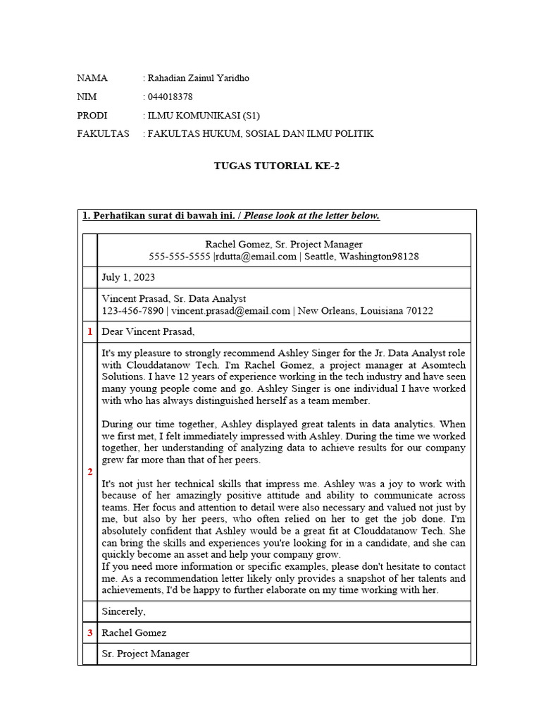 Tugas 2 Bahasa Inggris - Rahadian Zainul Yaridho - 044018378 | PDF | Cognition