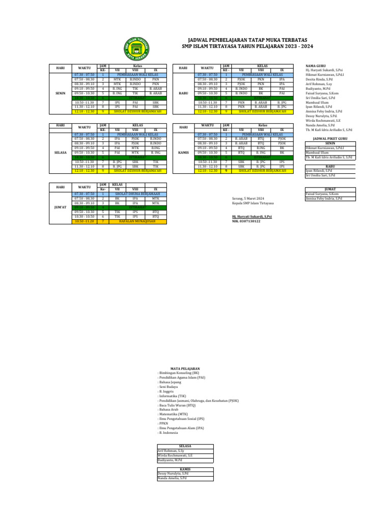 Jadwal KBM Ramadhan 2023-2024 | PDF