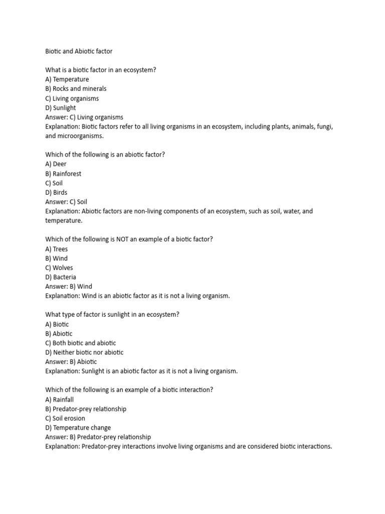 Biotic vs. Abiotic Factors Explained | PDF | Ecosystem | Aquatic Ecosystem