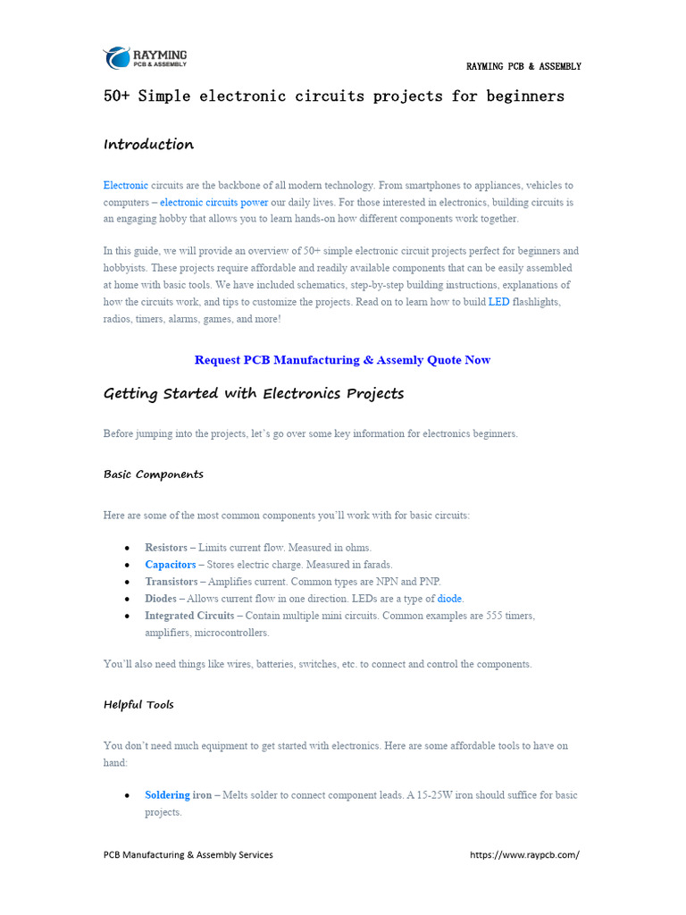 50+ Simple Electronic Circuits Projects for Beginners | PDF | Inductor ...