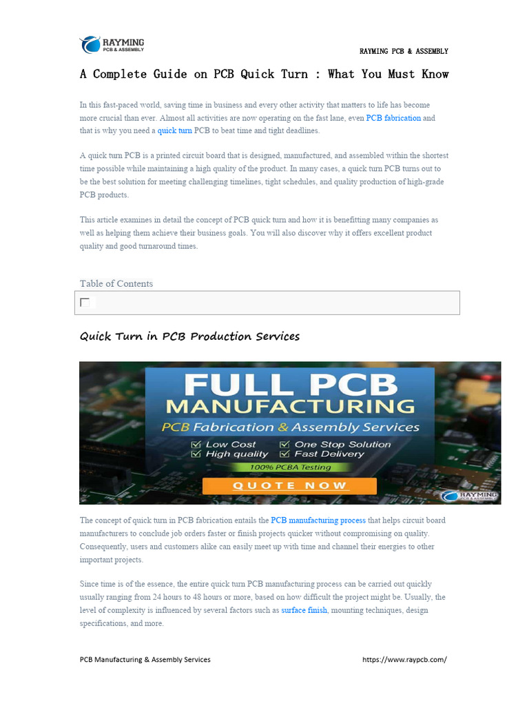 A Complete Guide On PCB Quick Turn What You Must Know | PDF | Printed Circuit Board | Electrical ...
