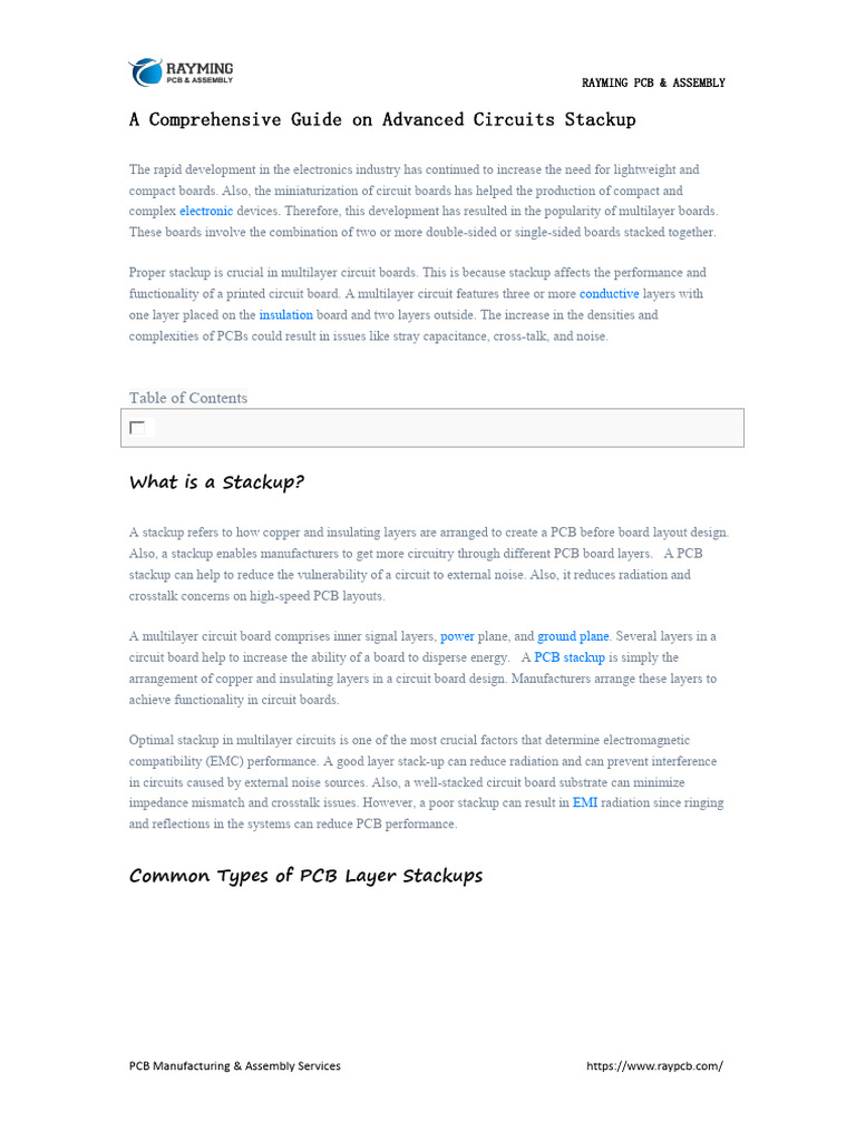 A Comprehensive Guide on Advanced Circuits Stackup | PDF | Printed Circuit Board ...