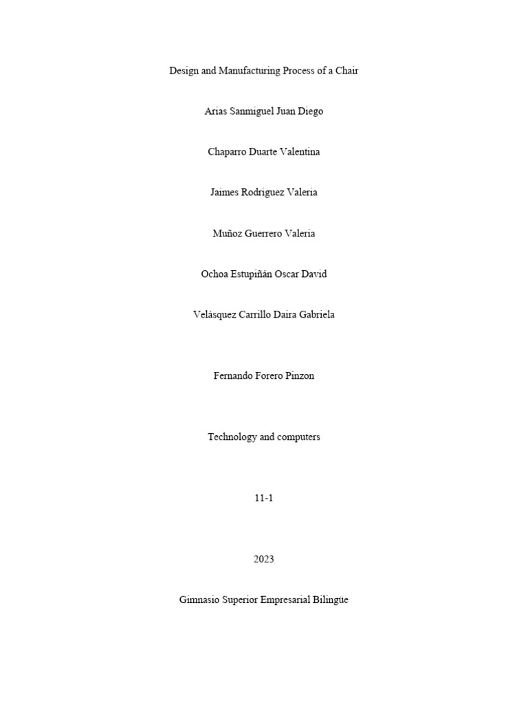 Chair Design and Manufacturing Process | PDF | Chair