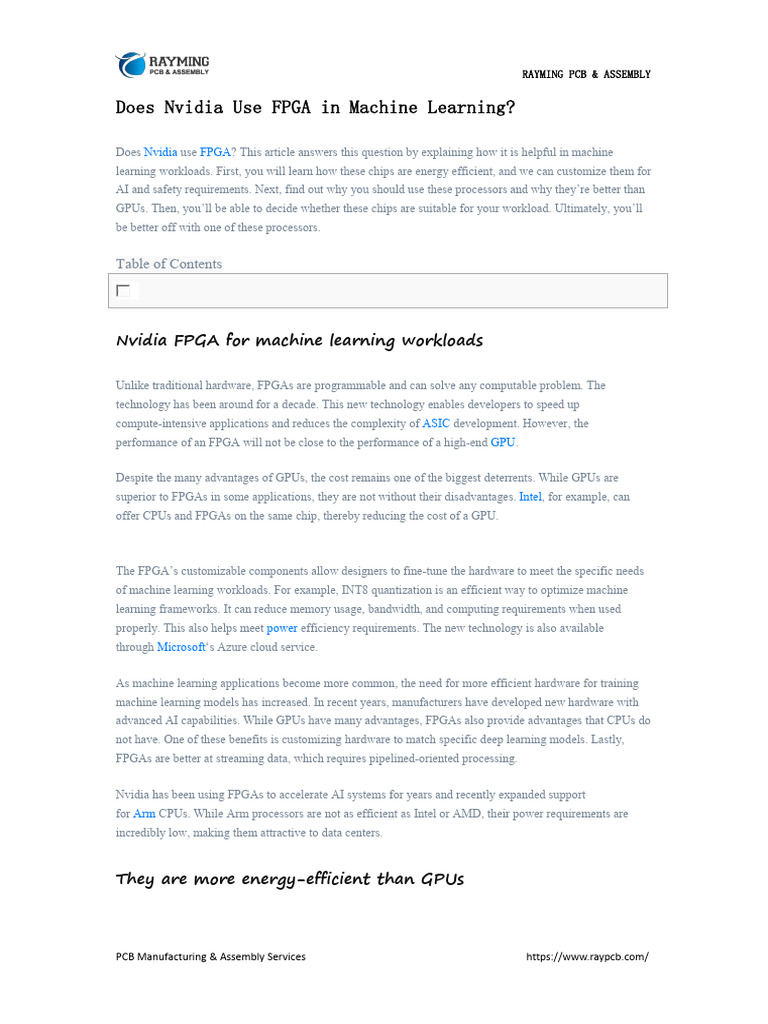 Does Nvidia Use FPGA in Machine Learning | Download Free PDF | Field ...