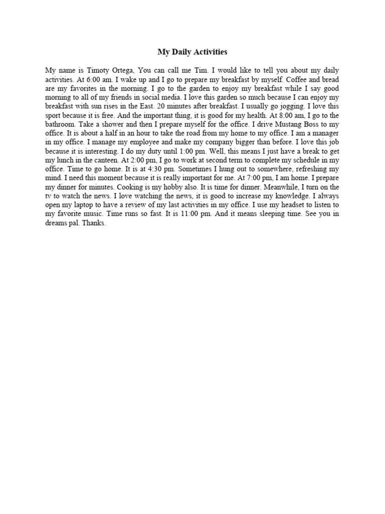 English Course My Daily Activities | PDF | Teachers | Classroom