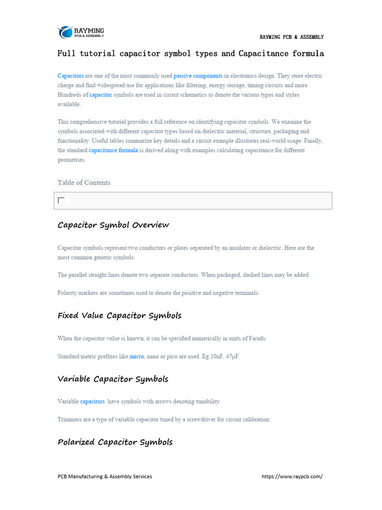 Capacitor Symbols and Types Explained | PDF | Capacitor | Capacitance