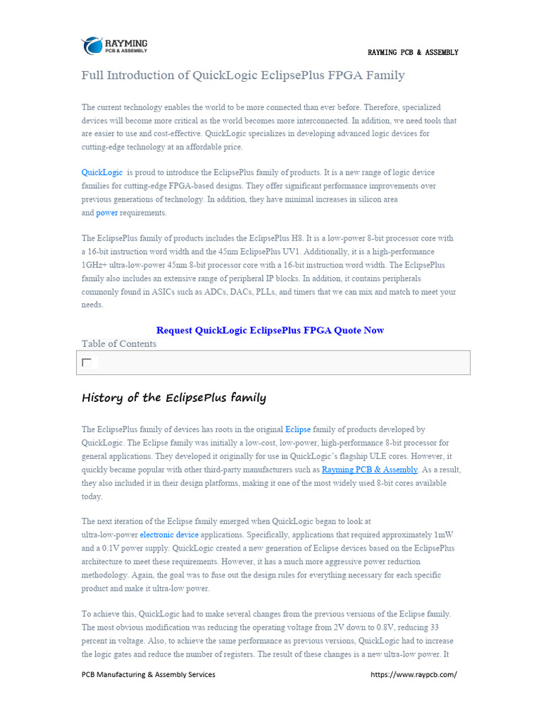 Full Introduction of QuickLogic EclipsePlus FPGA Family | PDF | Field Programmable Gate Array ...