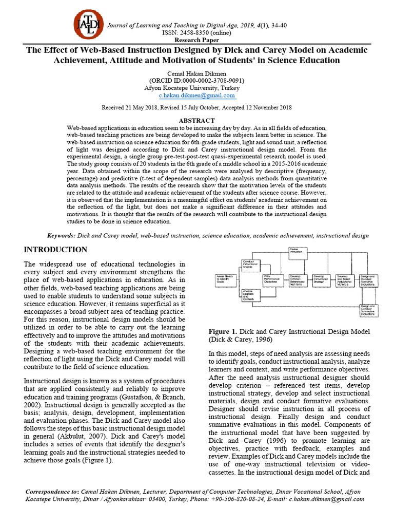 The Effect of Web-Based Instruction Designed by Dick and Carey Model On Academic Achievement ...