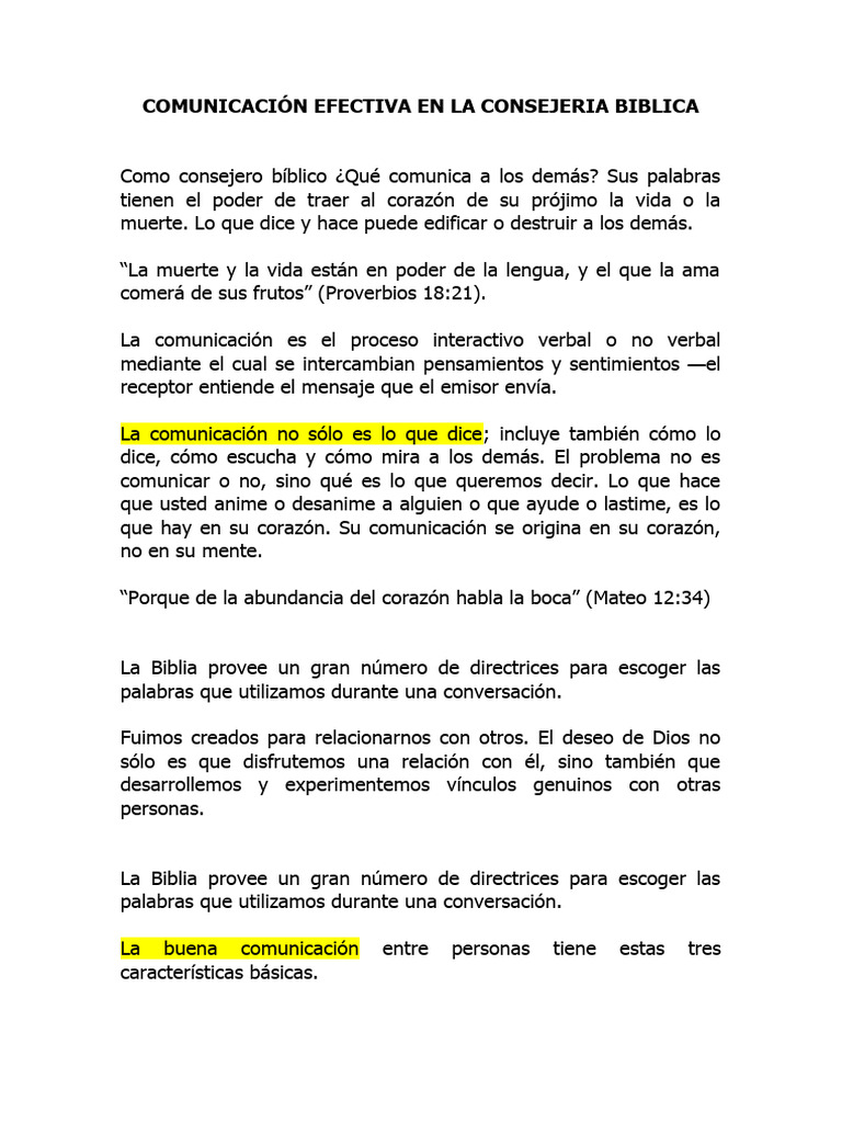 Comunicación Efectiva en La Consejeria Biblica | PDF | Comunicación ...
