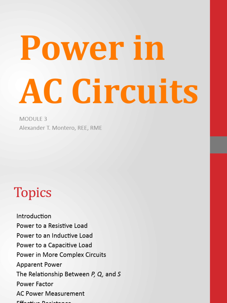 Module3 - Power in AC Circuits | PDF | Ac Power | Inductance