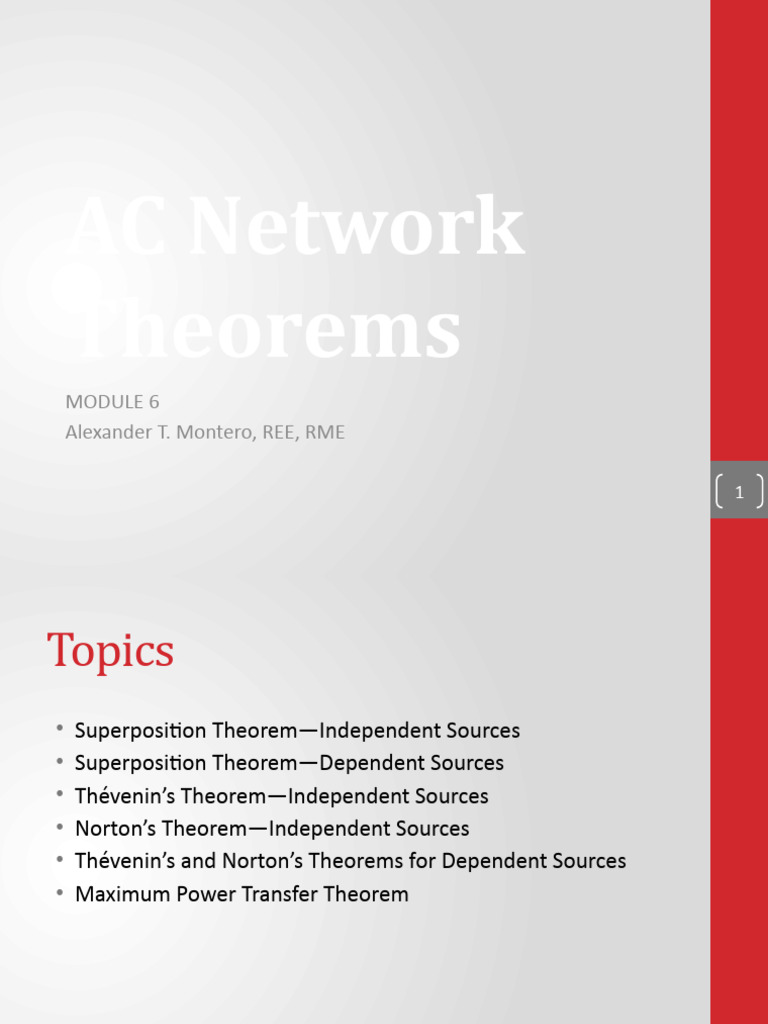 Module6_AC Network Theorems | PDF | Electrical Impedance | Electrical Network