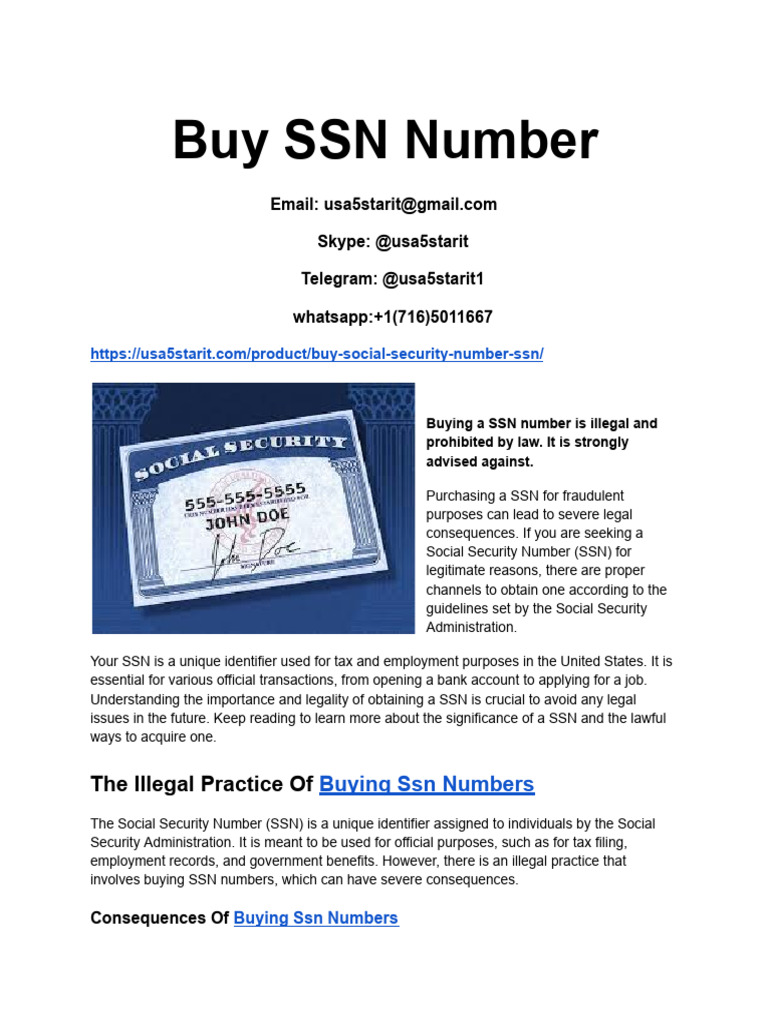 Buy SSN Number | PDF | Social Security Number | Identity Theft