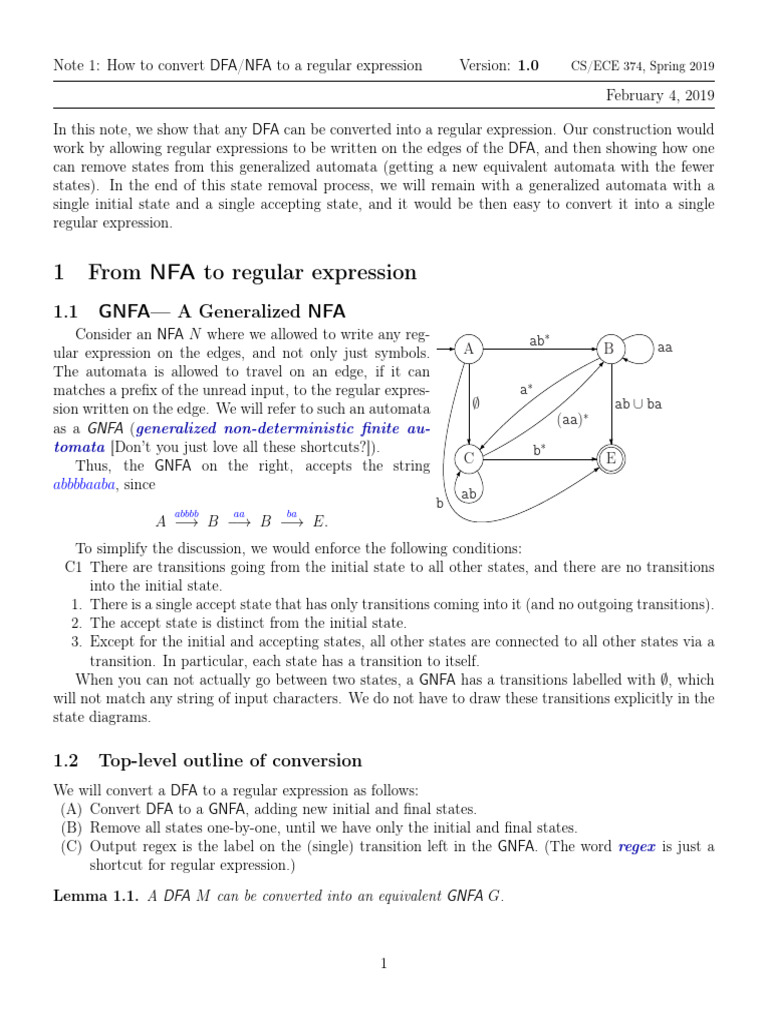 01 Nfa To Reg | PDF | Regular Expression | Algorithms