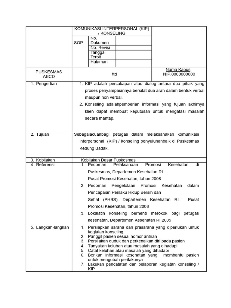 Sop Komunikasi Interpersonal | PDF