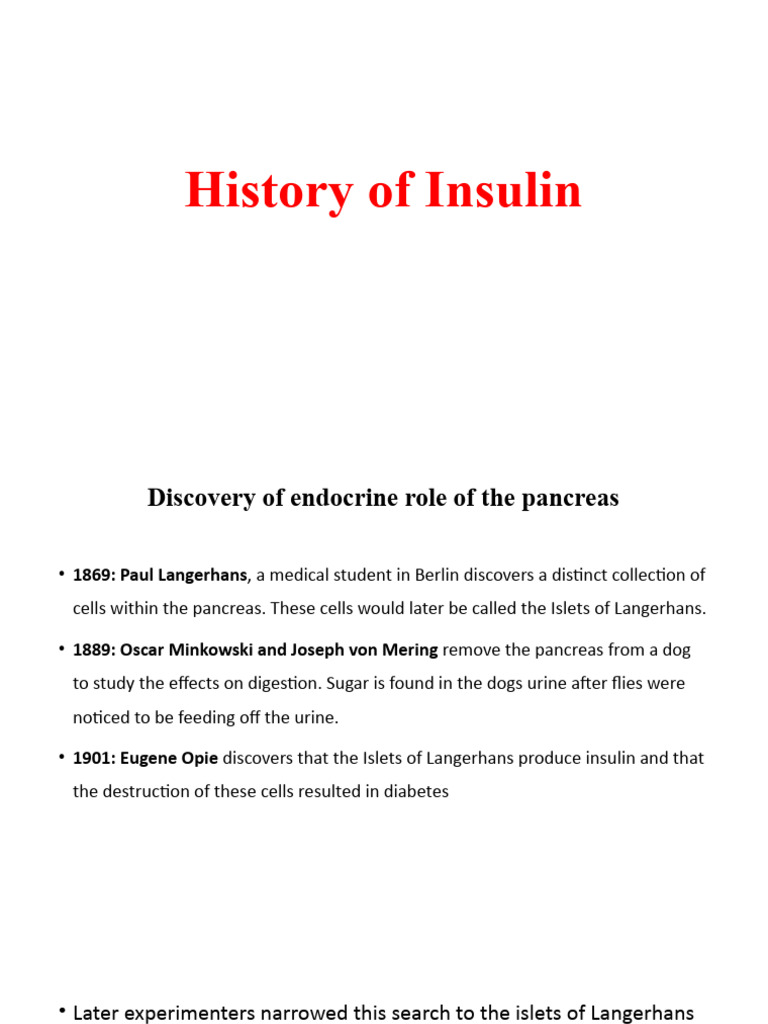 History of Insulin | PDF | Insulin | Pancreas