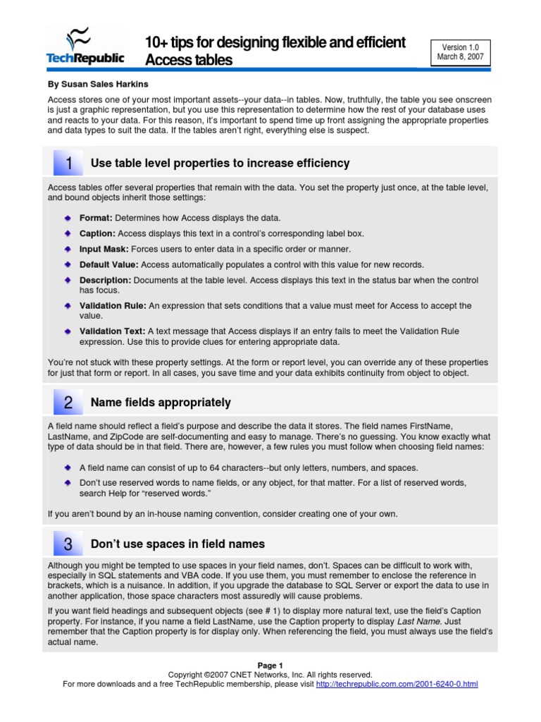 DL 10 Tips Access Tables | PDF | Database Index | Microsoft Access