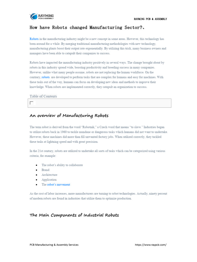 How Have Robots Changed Manufacturing Sector | PDF | Robot | Robotics