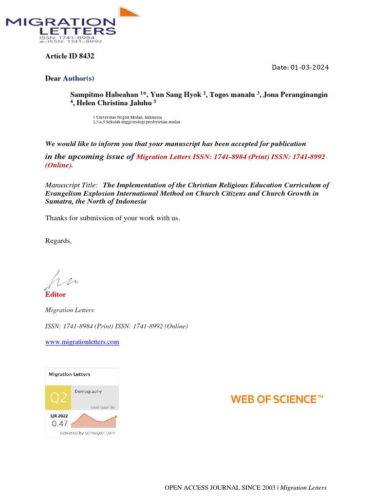 Migration Letters LOA 1 3 7 Sampitmo Habeahan | PDF