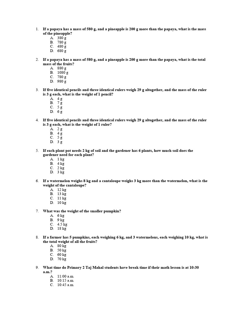 Pumpkin Weight Math Problem Solution | PDF | Cooking, Food & Wine