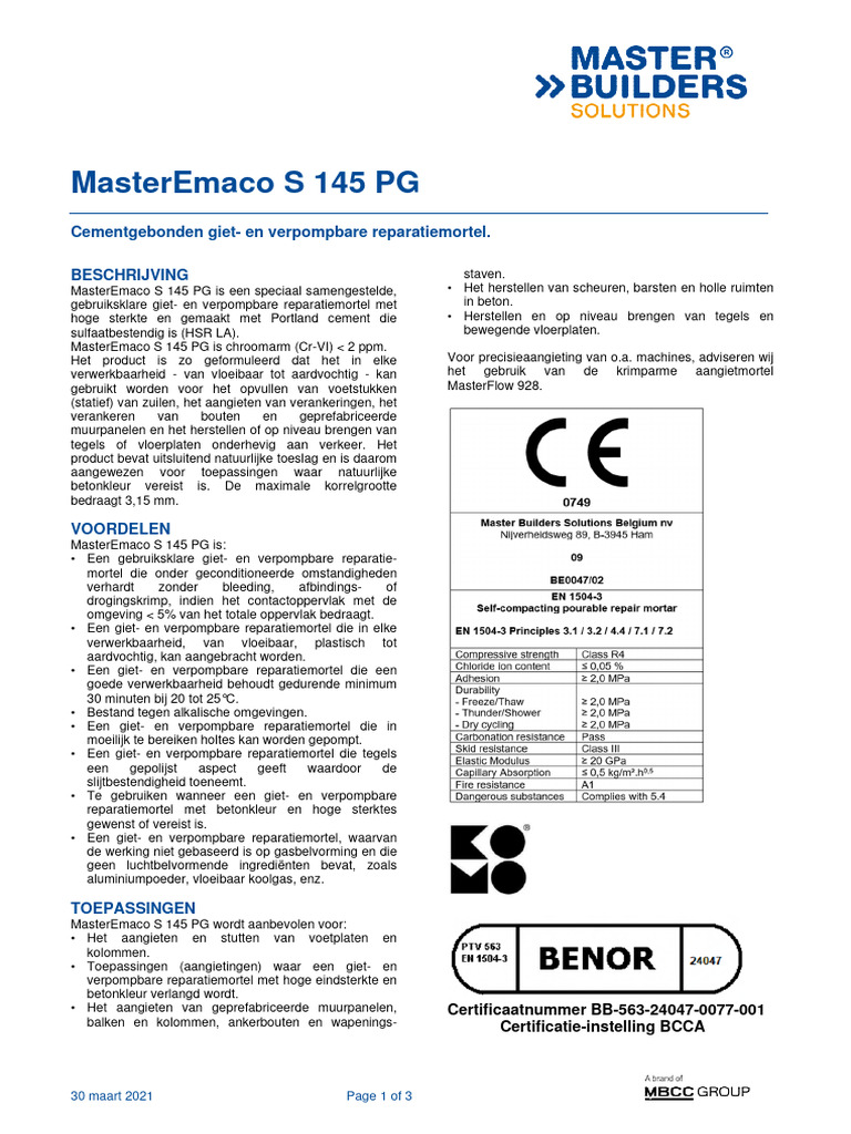 PN - Masteremaco S 145 PG | PDF