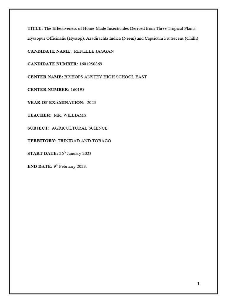 Agricultural Science Crop Sba | PDF | Pest (Organism) | Cereals