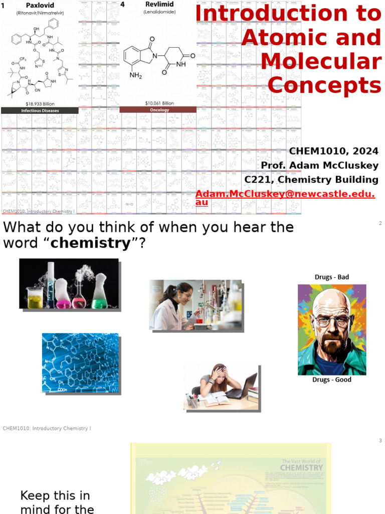 CHEM1010 2024 McCluskey Week 1 Slides | PDF | Chemistry | Chemical Compounds