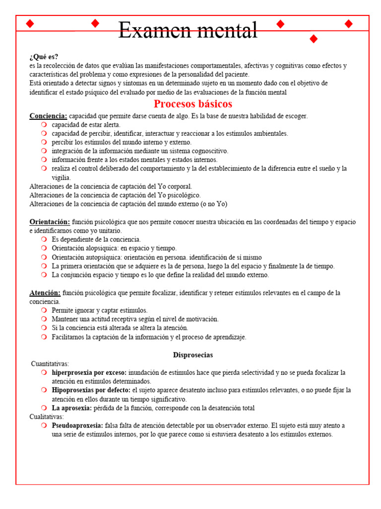 Examen Mental | PDF | Las emociones | Memoria