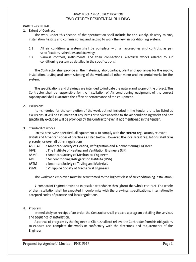 HVAC Specs for Two-Storey Home | PDF | Specification (Technical ...