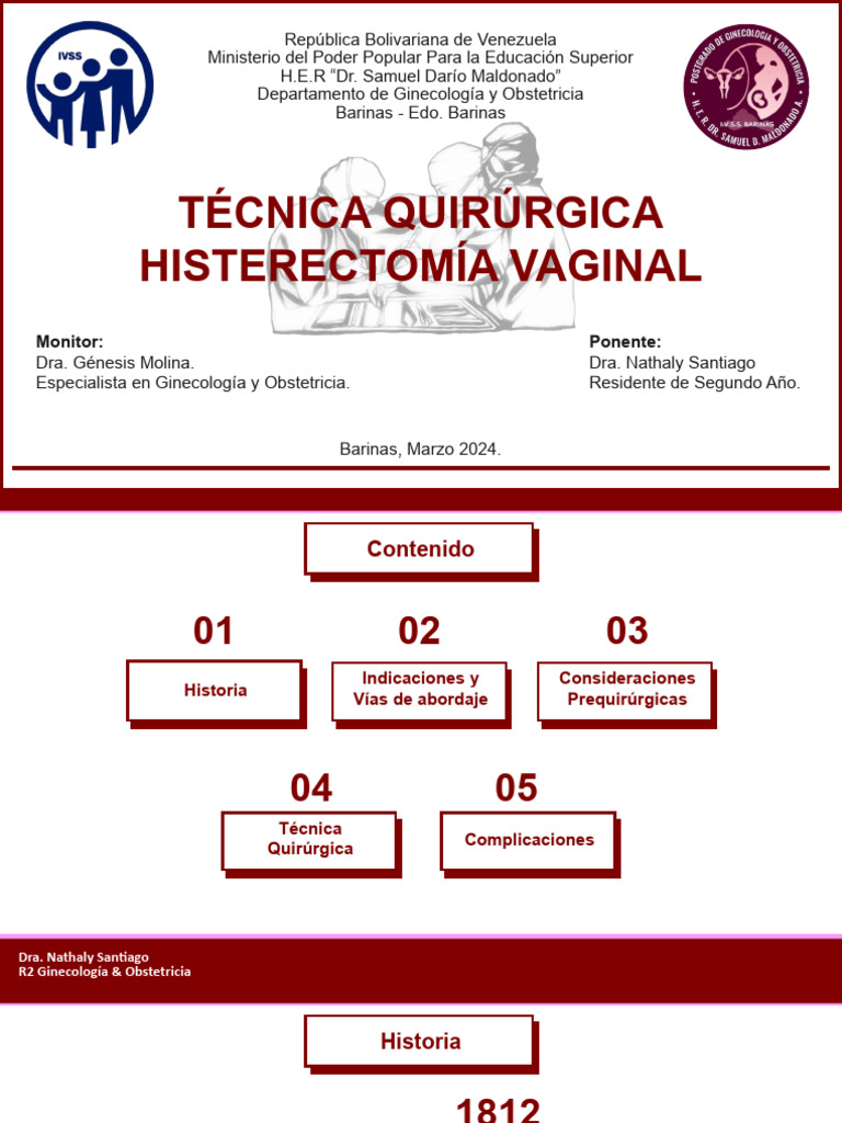 Técnica Quirúrgica Histerectomia Vaginal - Dra. Nathaly Santiago | PDF ...