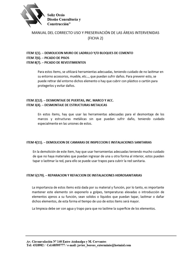 MANULA DE USO CORRECTO Ficha 2 Finalo Hasta Item 28 | PDF | Materiales