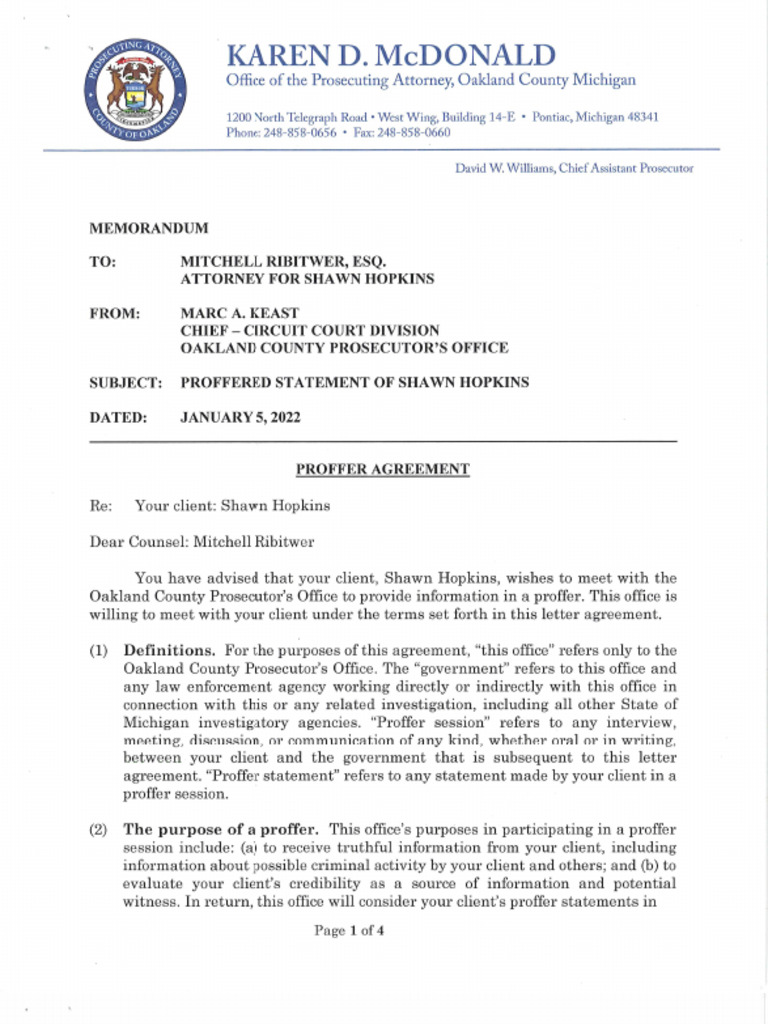 Proffer Shawn Hopkins | PDF | Sentence (Law) | Plea