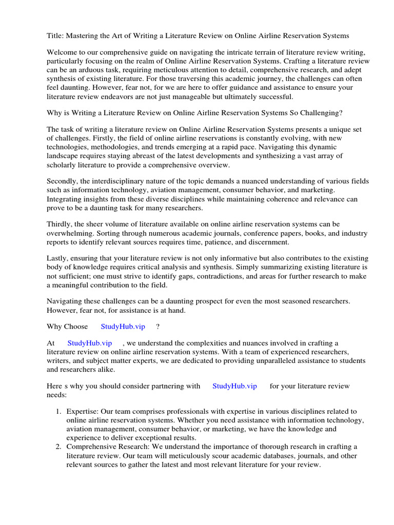 Online Airline Reservation System Literature Review | PDF | Databases | Class (Computer Programming)