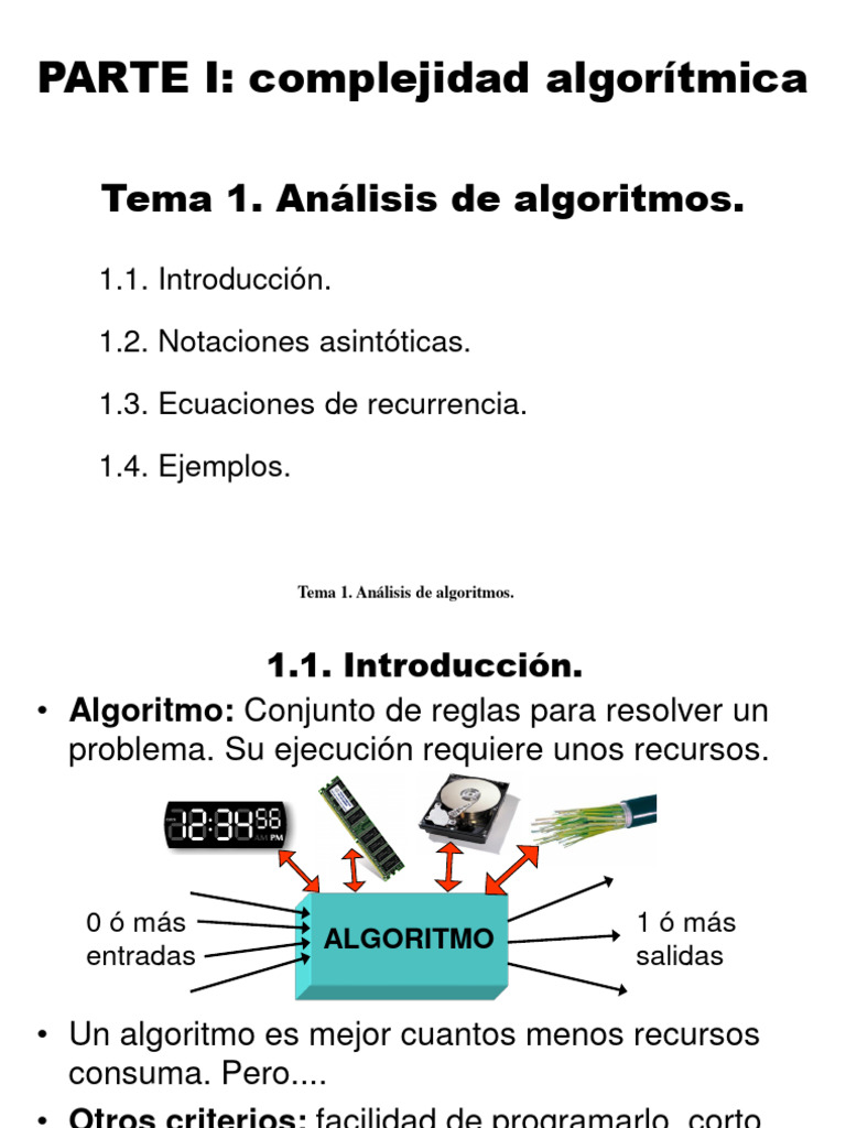 Tema Algoritmos 2024 | PDF | Relación de recurrencia | Algoritmos