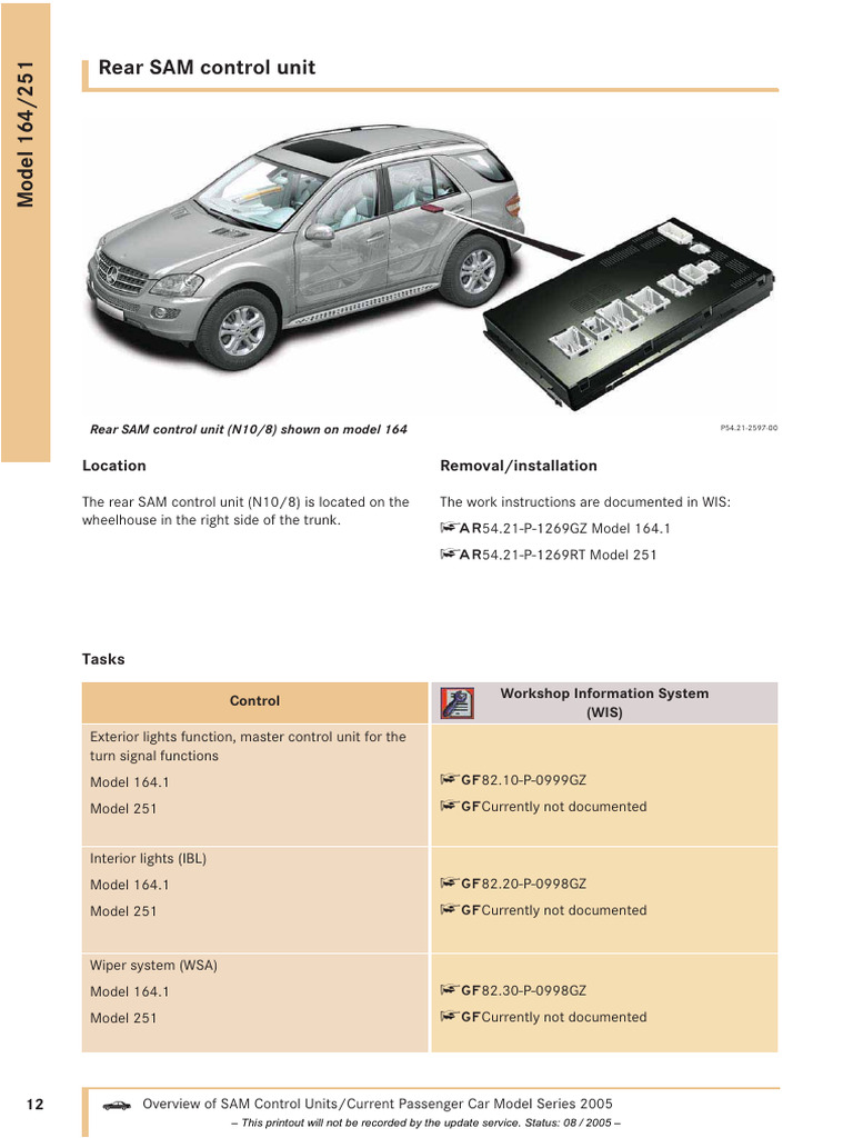 W164 Rear SAM Control Unit Overview | PDF | Relay | Switch