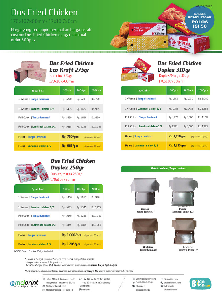 (0622) Pricelist Kemasan | PDF