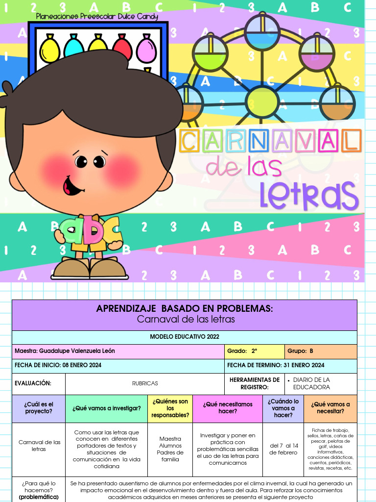 plan letras | PDF | Aprendizaje | Evaluación