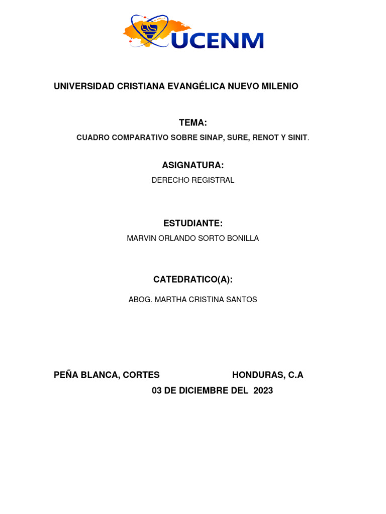 Cuadro Comparativo Sinap, Sure, Renot y Sinit | PDF