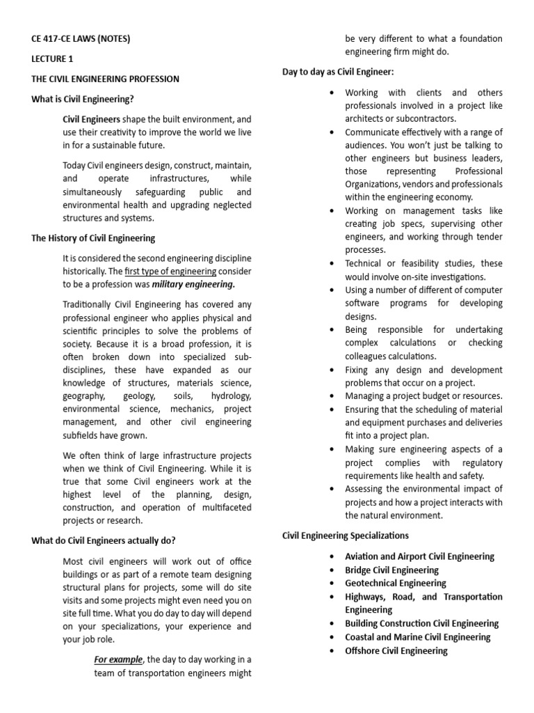 Ce Laws Notes | PDF | Civil Engineering | Engineering