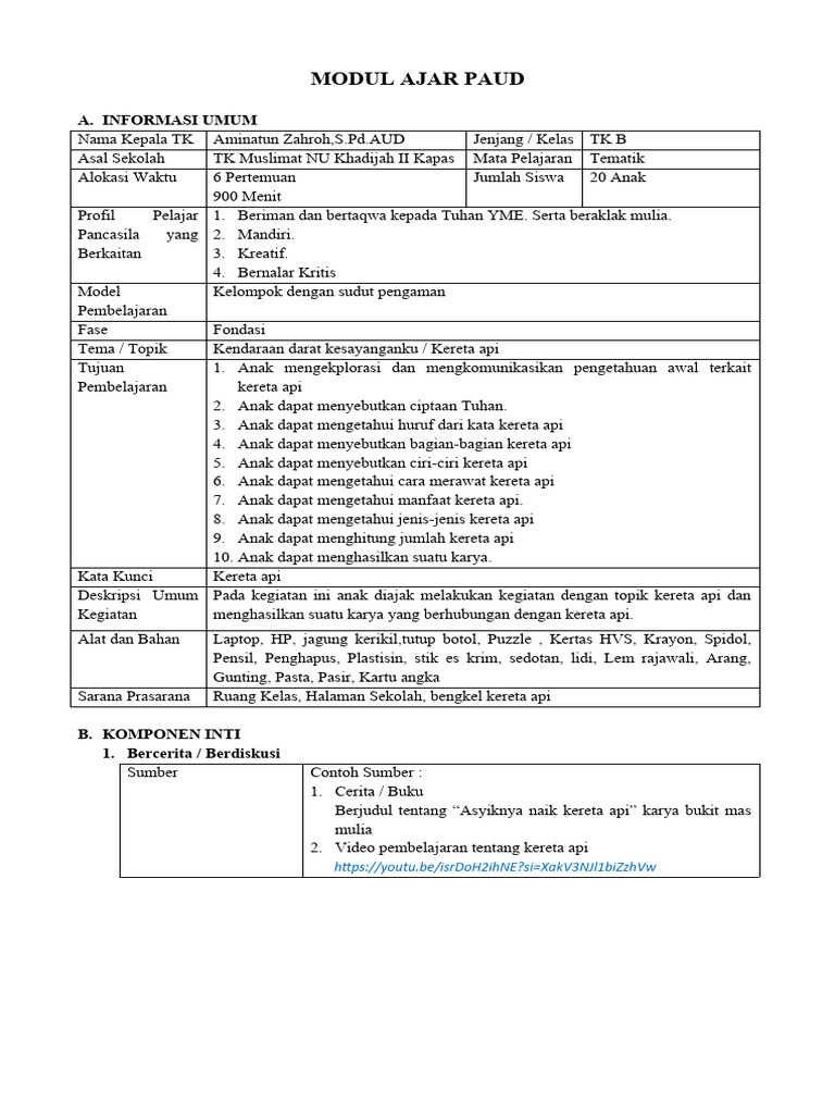 Minggu Xi. Modul Ajar Kereta Api | PDF