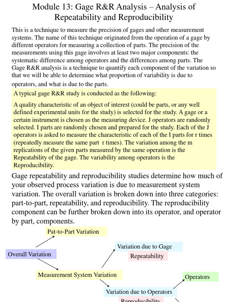 Module 13-Gage R&R Analysis | PDF | Errors And Residuals | Statistical ...