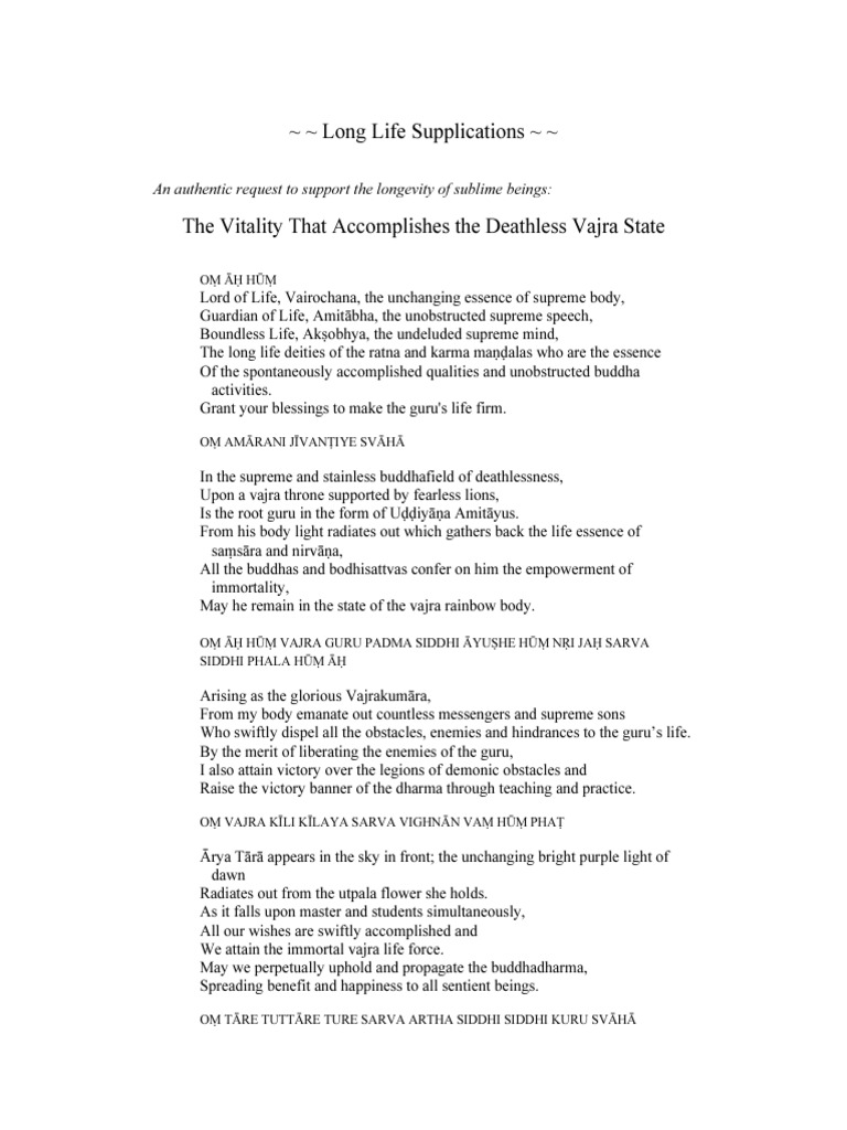 DJKR Long Life Prayer | PDF