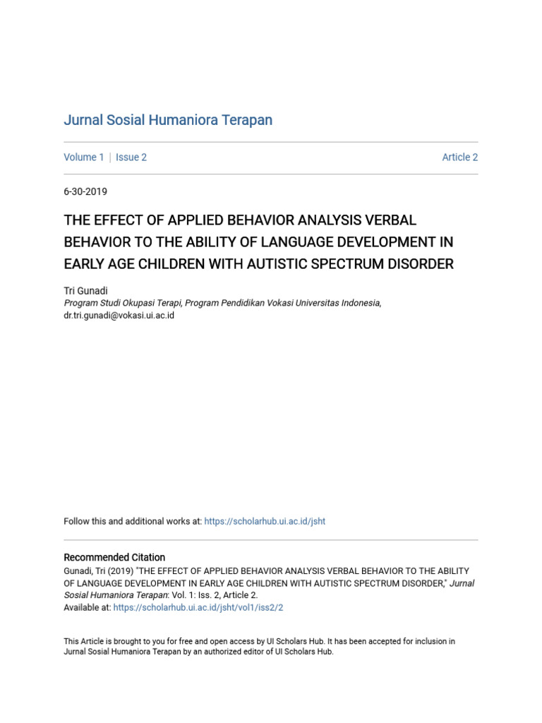 ABA Verbal Behavior and Autism Language Skills | PDF | Autism Spectrum ...