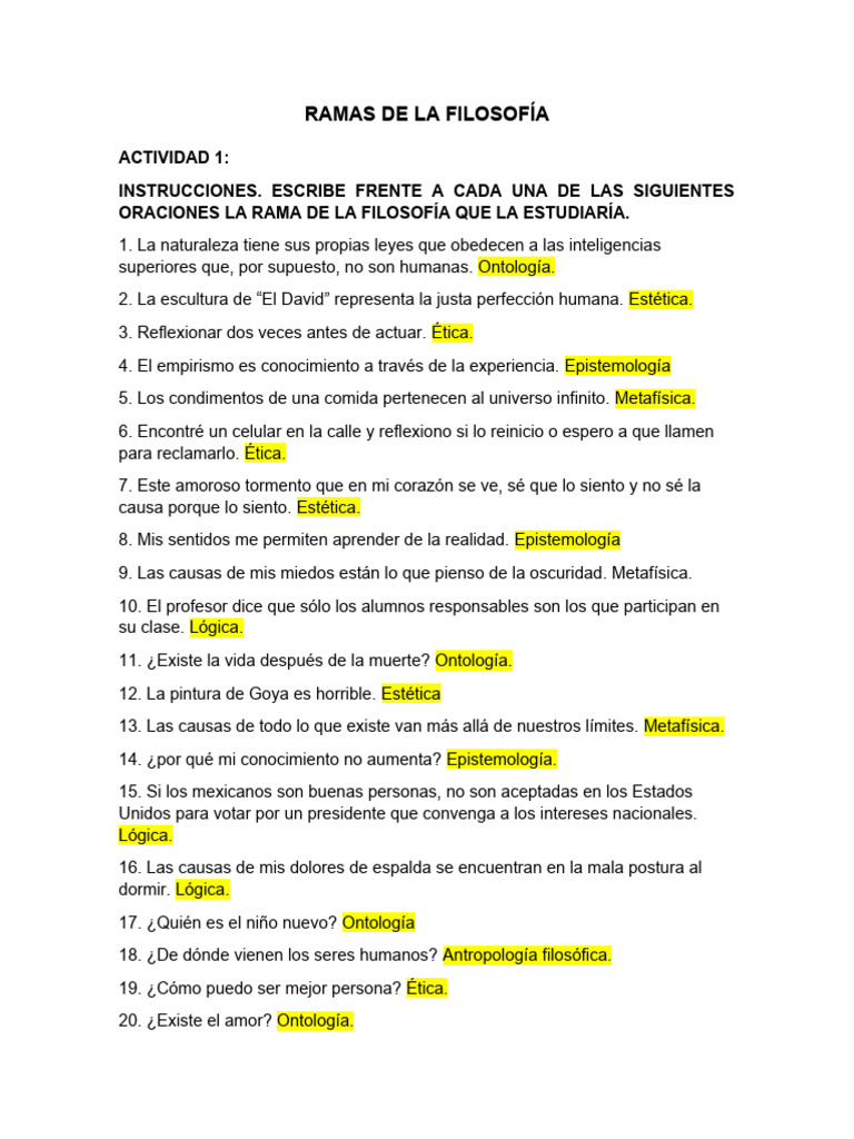 Ramas de La Filosofia | PDF | Moralidad | Conocimiento