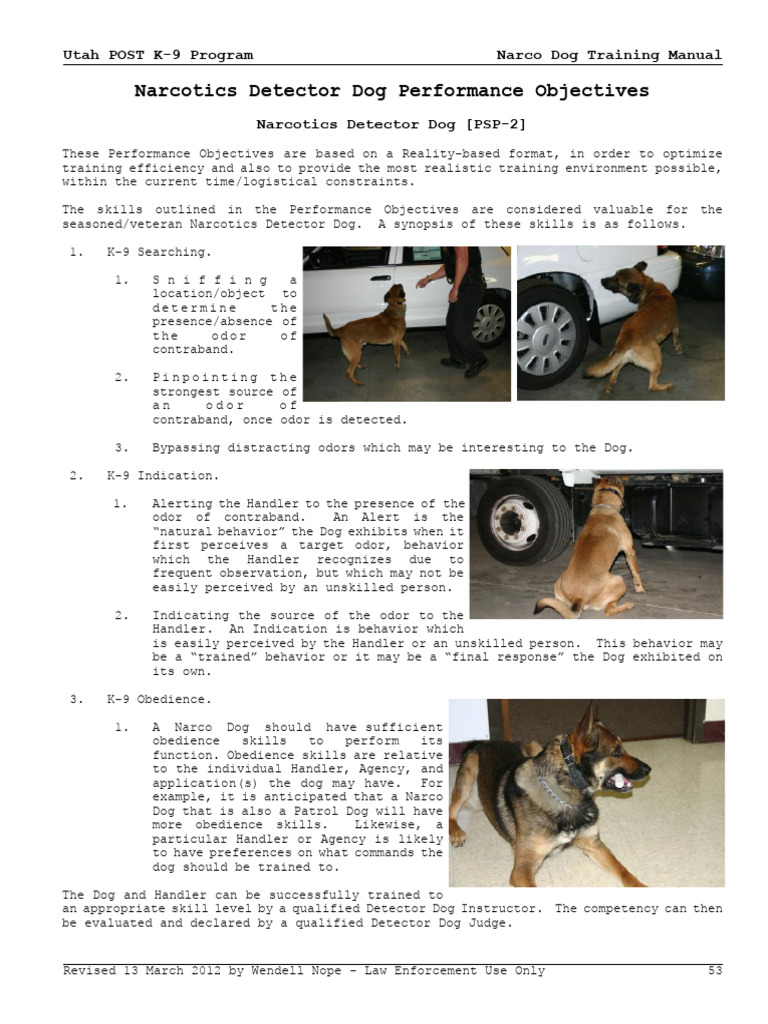 Narco Dog Grade Sheets 20120313 | PDF | Police Dog | Odor