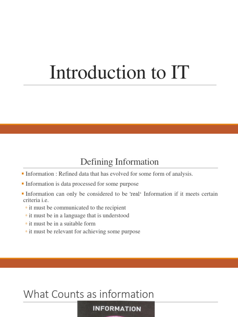 1.2 Introduction To IT | PDF | Information Technology | Information