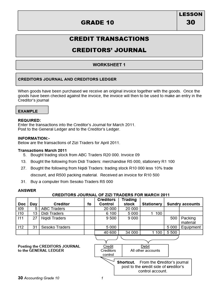 30 NOTES wk8 Creditors | PDF | Debits And Credits | Corporations